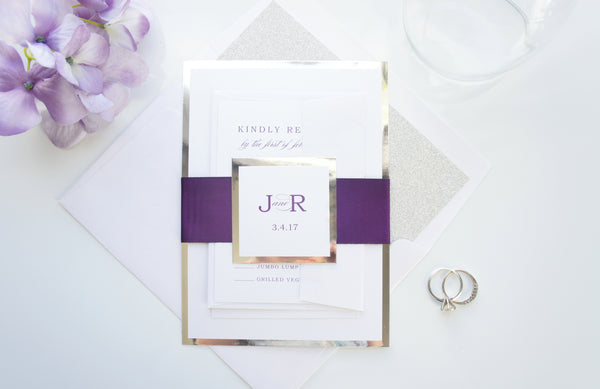 Purple and Silver Wedding Invitations, Elegant Wedding Invite- SAMPLE ...