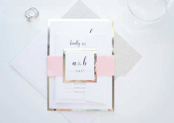 Blush Pink Wedding Invitation, Pink and Silver Wedding Invitations - S ...