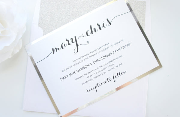 Silver Wedding Invitation, Glitter Wedding Invitations, Silver Glitter ...