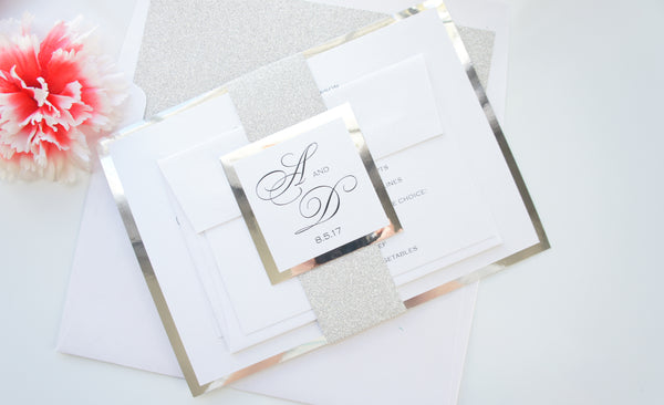 Silver Glitter Wedding Invitations, Elegant Wedding Invitations, Forma ...