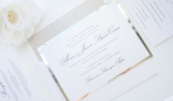 Silver Glitter Wedding Invitations, Elegant Wedding Invitations, Forma ...