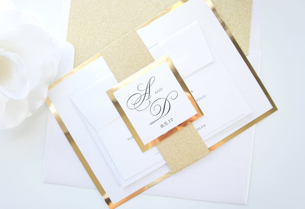 Elegant Gold Wedding Invitation, Formal Wedding Invitations - SAMPLE S ...