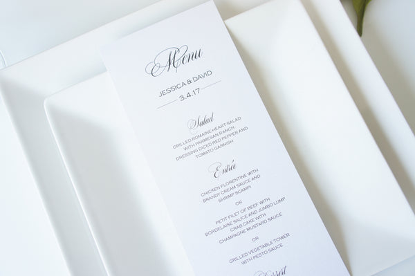 Elegant Wedding Menu Cards - DEPOSIT – KraftWeddingPapers