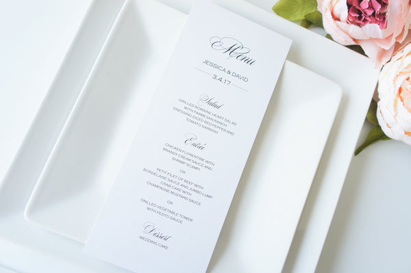 Elegant Wedding Menu Cards - DEPOSIT – KraftWeddingPapers