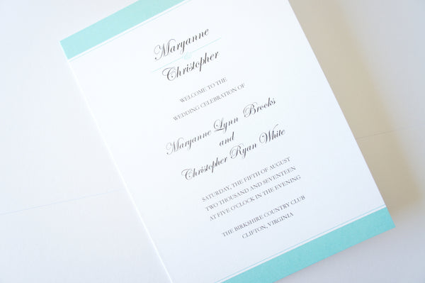 Classic Mint Wedding Program - DEPOSIT – KraftWeddingPapers