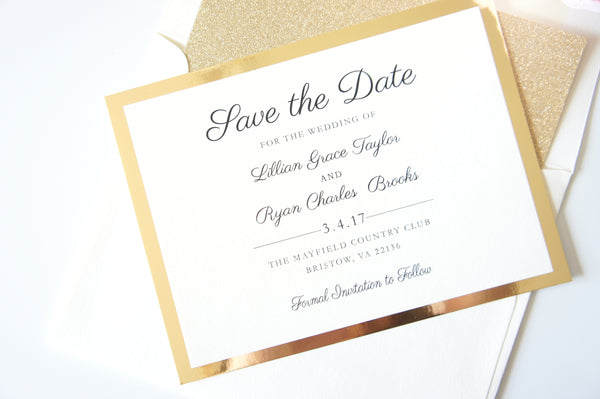 Elegant Gold and Ivory Save the Date – KraftWeddingPapers