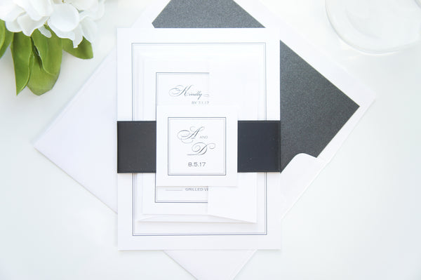 Classic Black Wedding Invitation - SAMPLE SET – KraftWeddingPapers