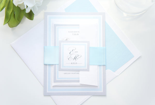 Light Blue Wedding Invitation - DEPOSIT – KraftWeddingPapers